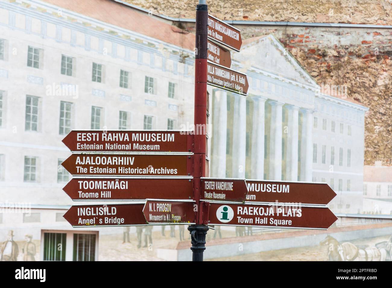Guides post on Raekoja plats in Tartu Estonia Stock Photo - Alamy