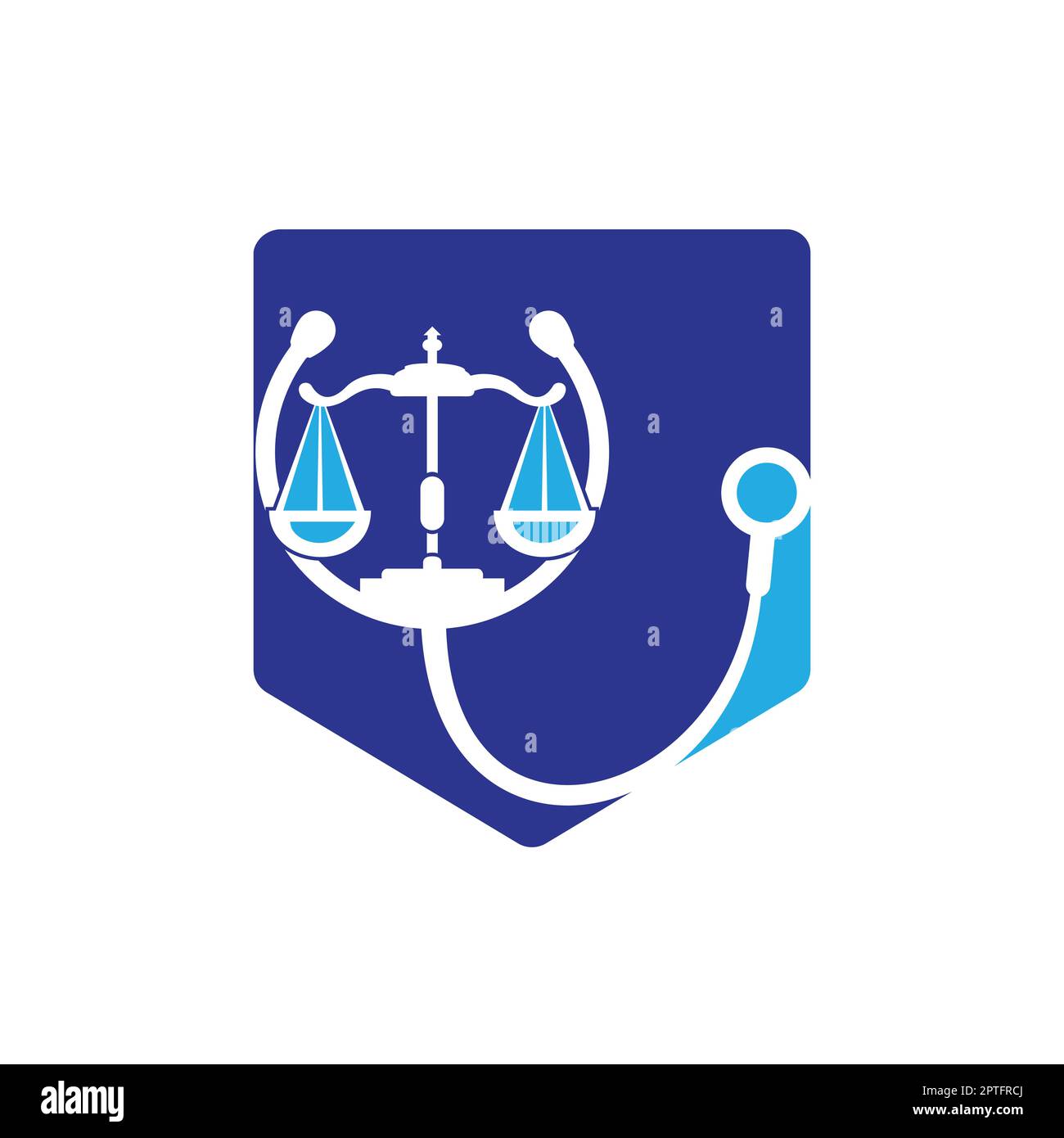 Medical law vector logo design template. Stethoscope with law scale ...