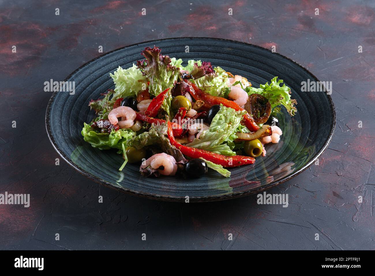 Spanish salad with shrimps and cured tomato Stock Photo - Alamy