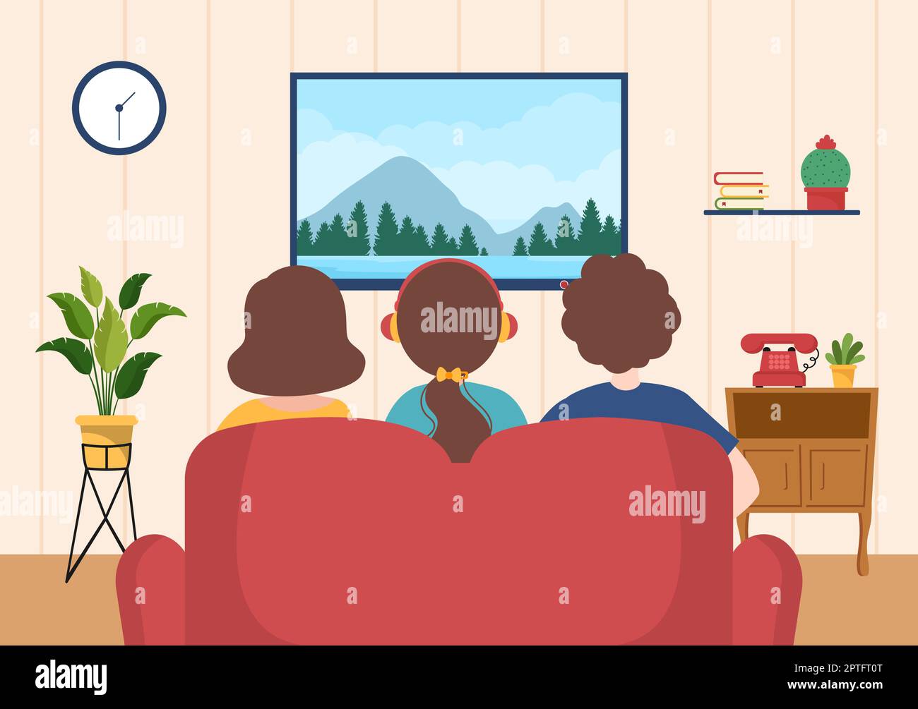 TV Channel Template Hand Drawn Cartoon Flat Illustration Home ...