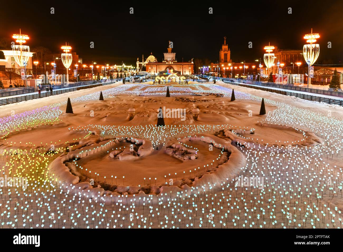 Moscow, Russia - Jan 16, 2022: Ice rink at VDNKH park in Moscow ...