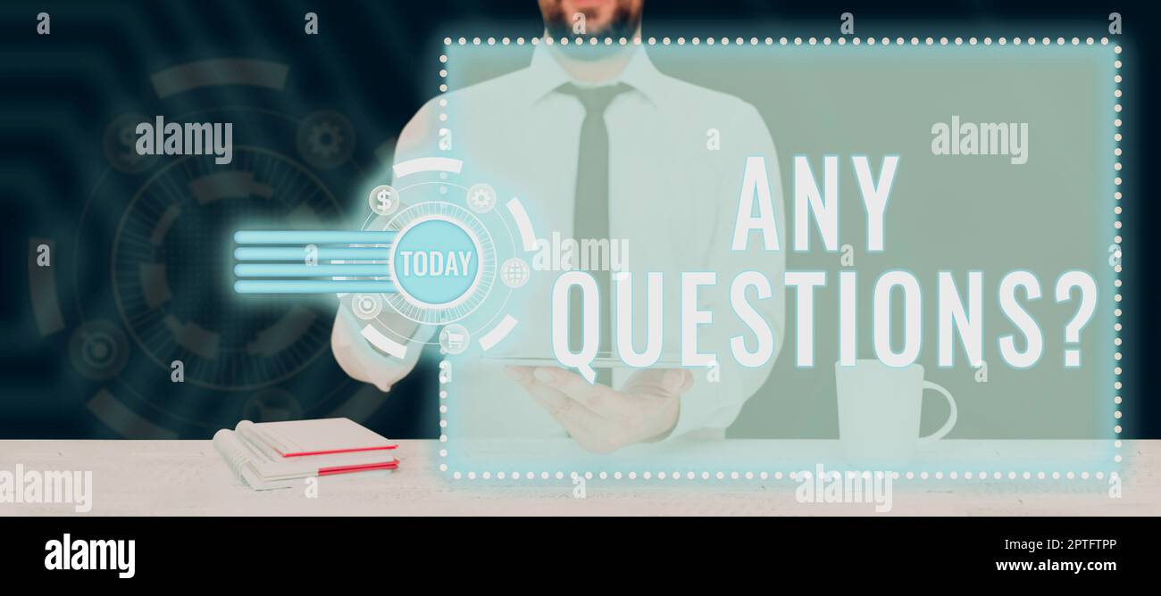 Conceptual display Any Questions Question, Business overview Allowing ...