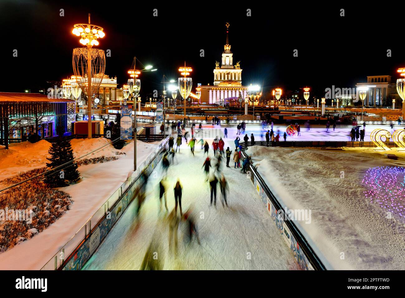 Moscow, Russia - Jan 16, 2022: Ice rink at VDNKH park in Moscow ...