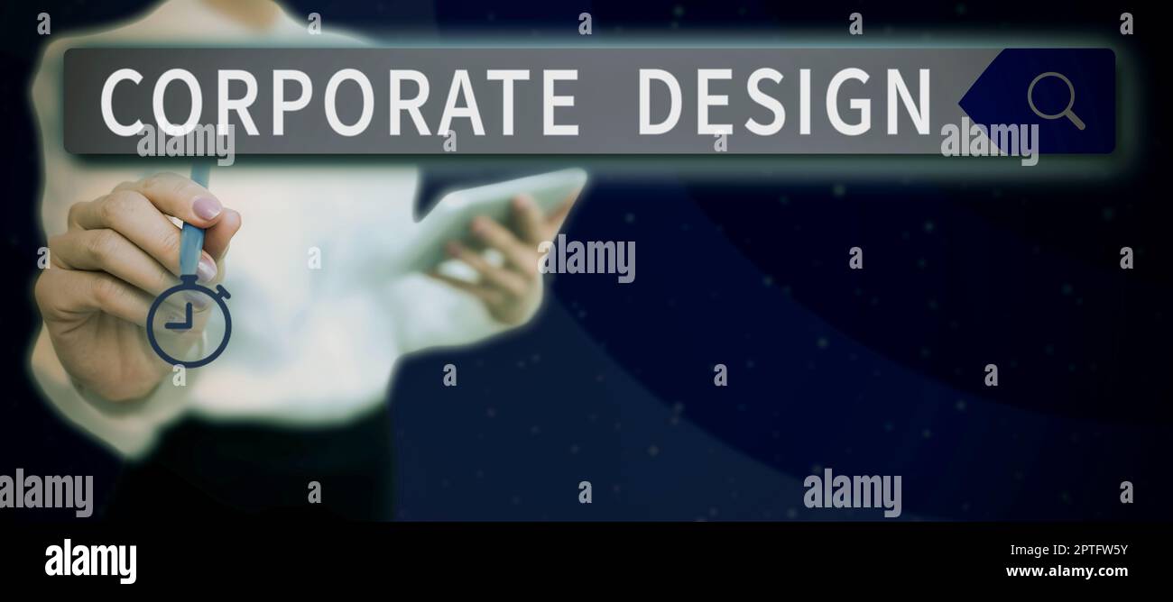 Text sign showing Corporate Design, Word for official graphical design ...