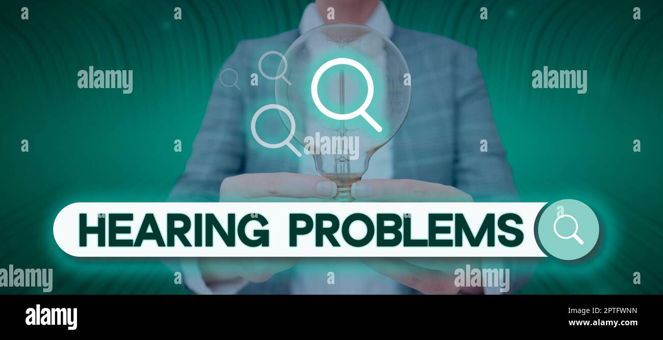 Writing displaying text Hearing Problems, Business showcase partial or ...