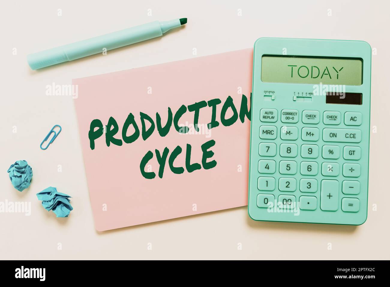 Hand writing sign Production Cycle, Conceptual photo conversion of raw ...