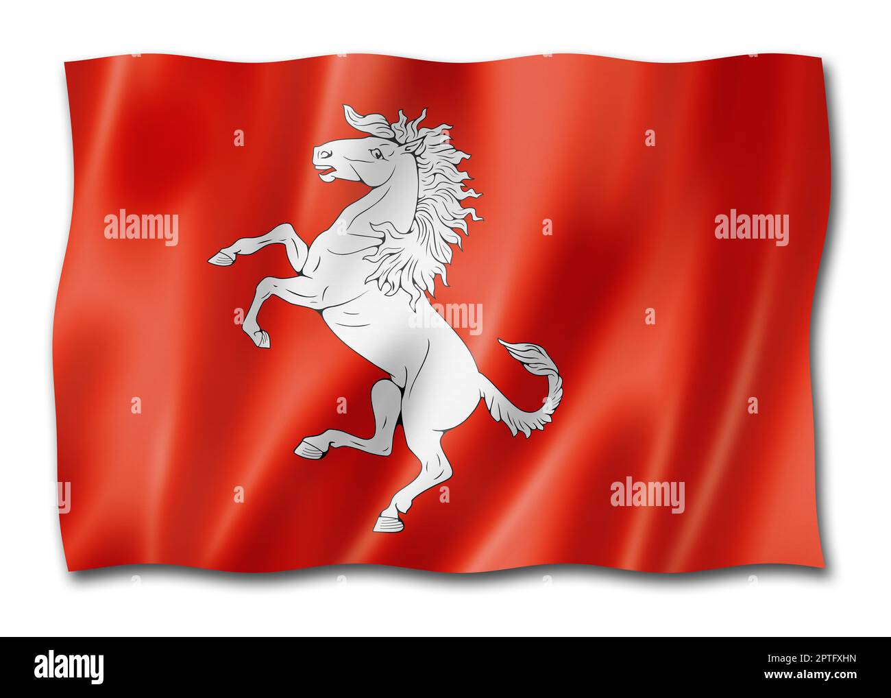 Kent County flag, United Kingdom waving banner collection. 3D ...