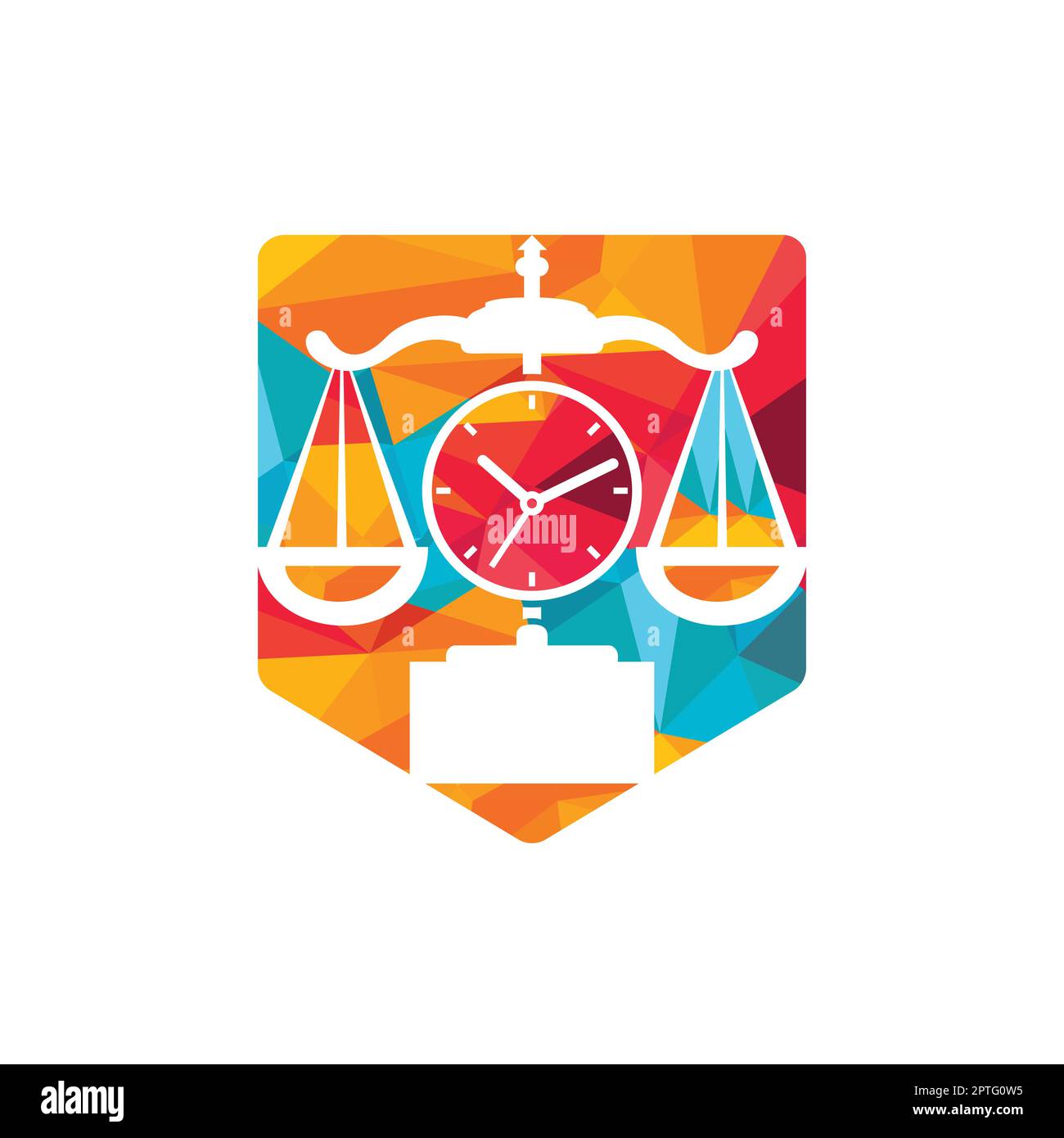 Law time vector logo design. Scale with clock icon vector logo design ...