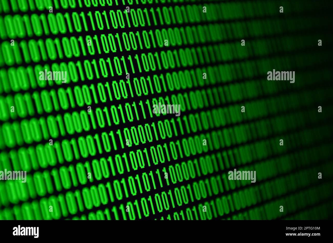 An image of a binary code made up of a set of green digits on a black background Stock Photo - Alamy