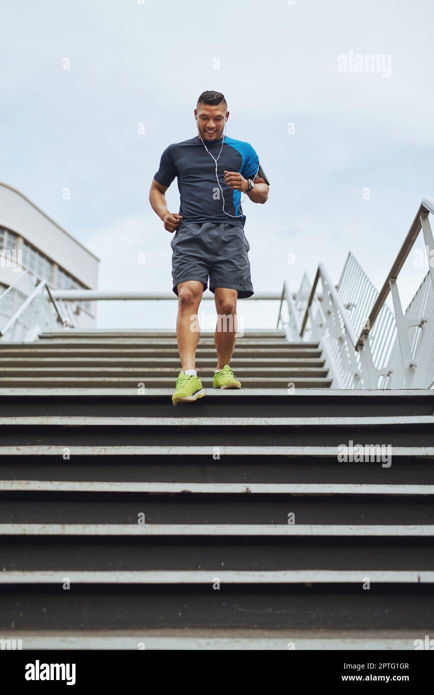 Running down steps hi-res stock photography and images - Alamy