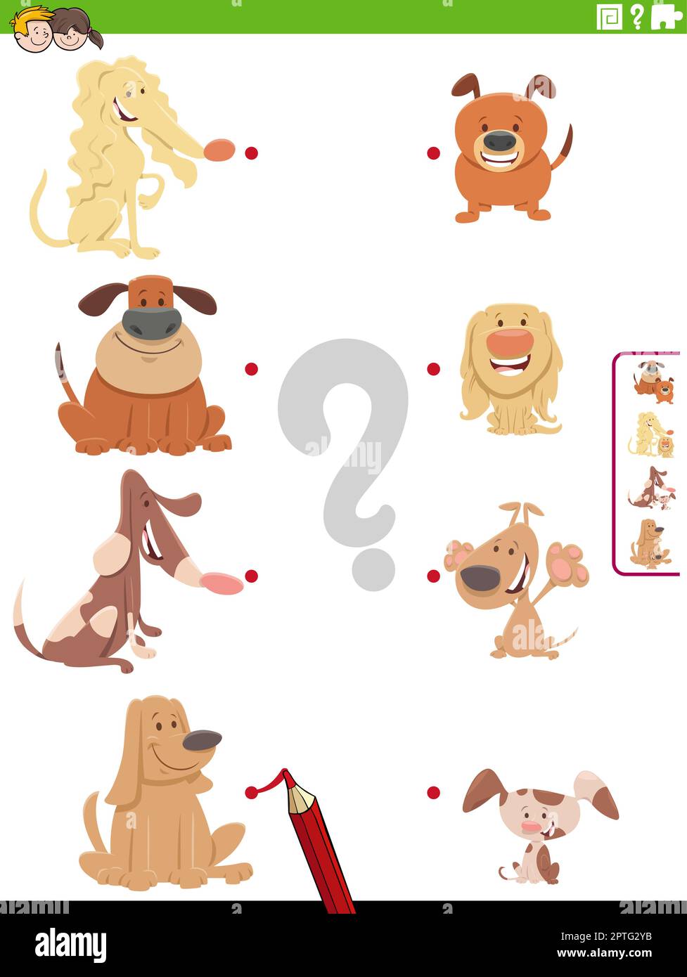 match cartoon dogs and their babies educational game Stock Vector Image ...