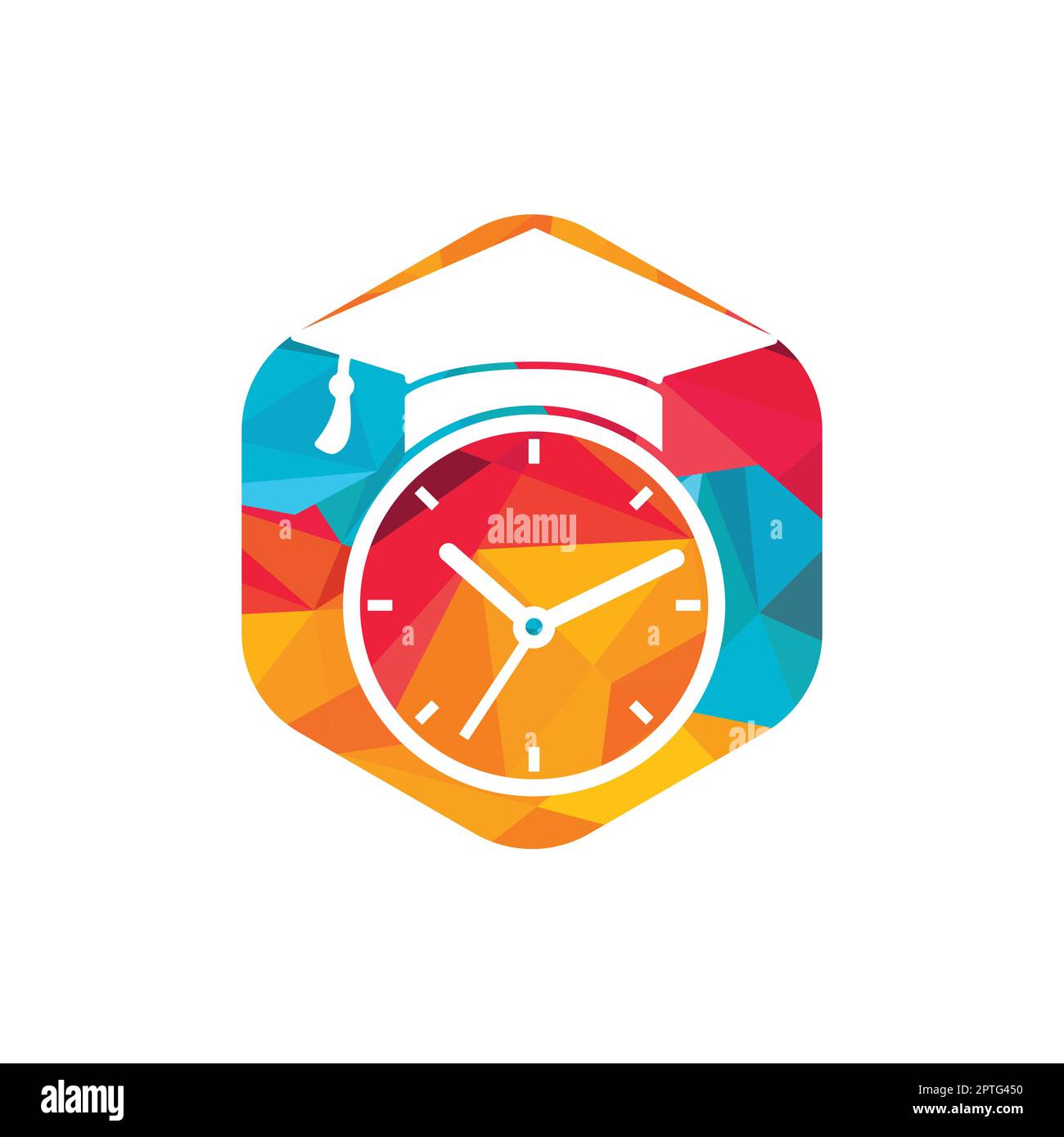 Study time vector logo design. Graduation hat with clock icon design ...