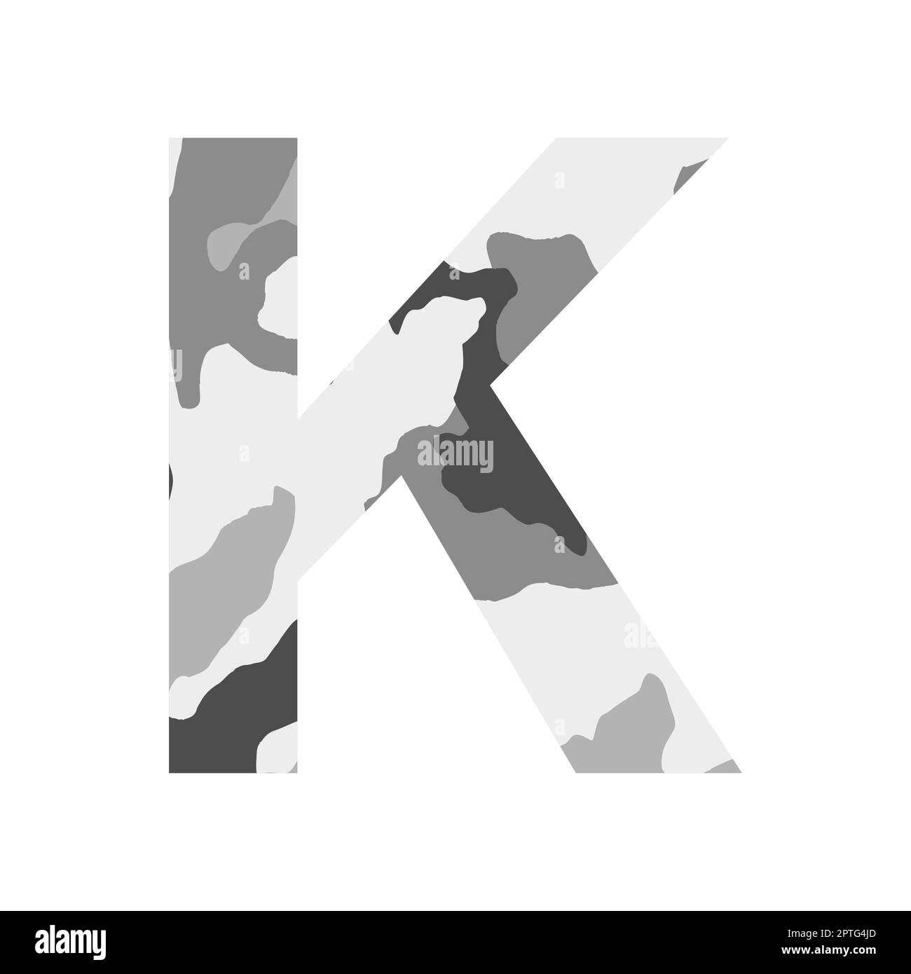 English alphabet letter K, khaki style isolated on white background ...