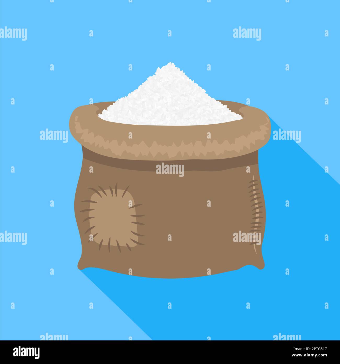 Raw faceted rice grains icon on blue green background. Asian seeds ...