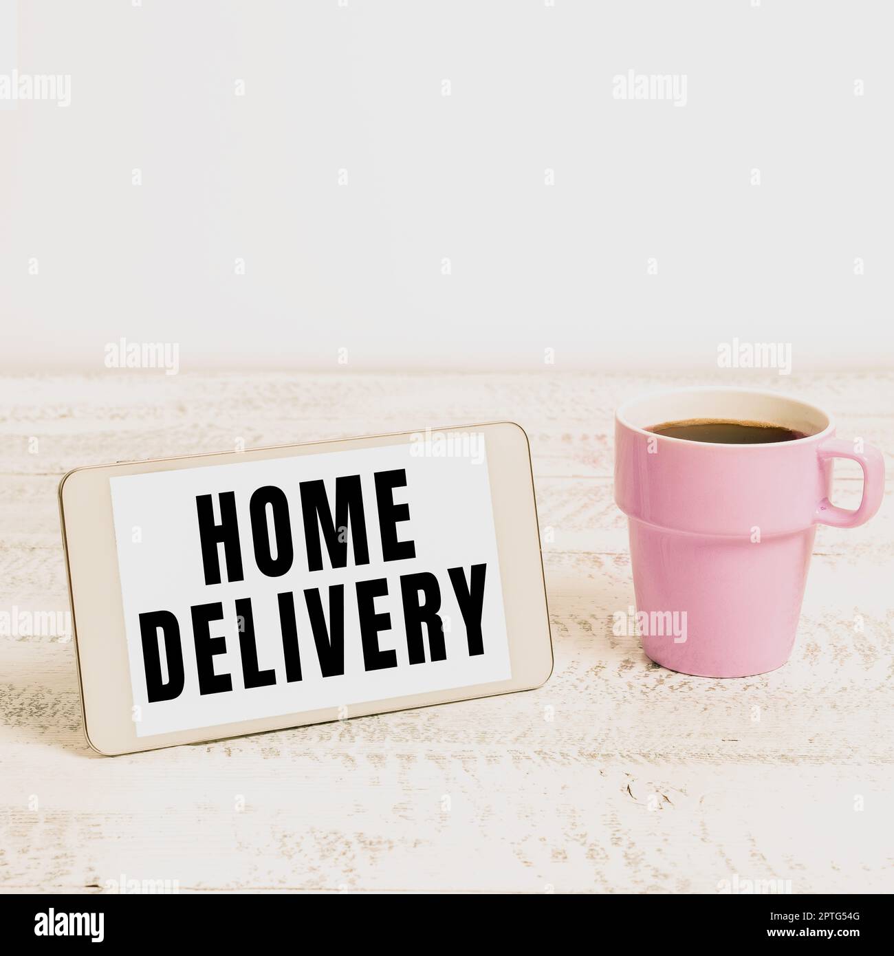 Hand writing sign Home Delivery, Word Written on All checkout items are ...
