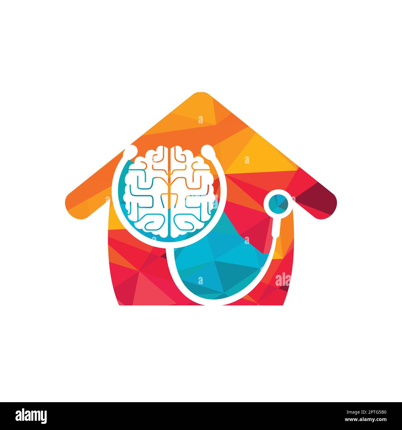 Brain care vector logo template. Stethoscope and human brain icon logo ...