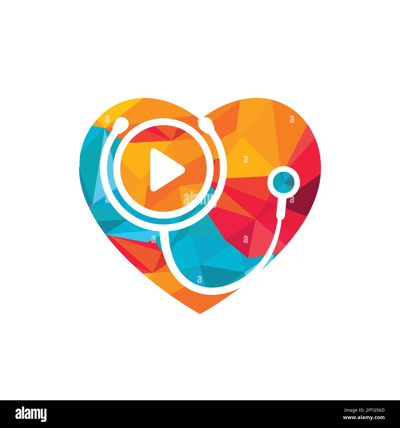 Doctor play vector logo design template. Stethoscope and play button ...