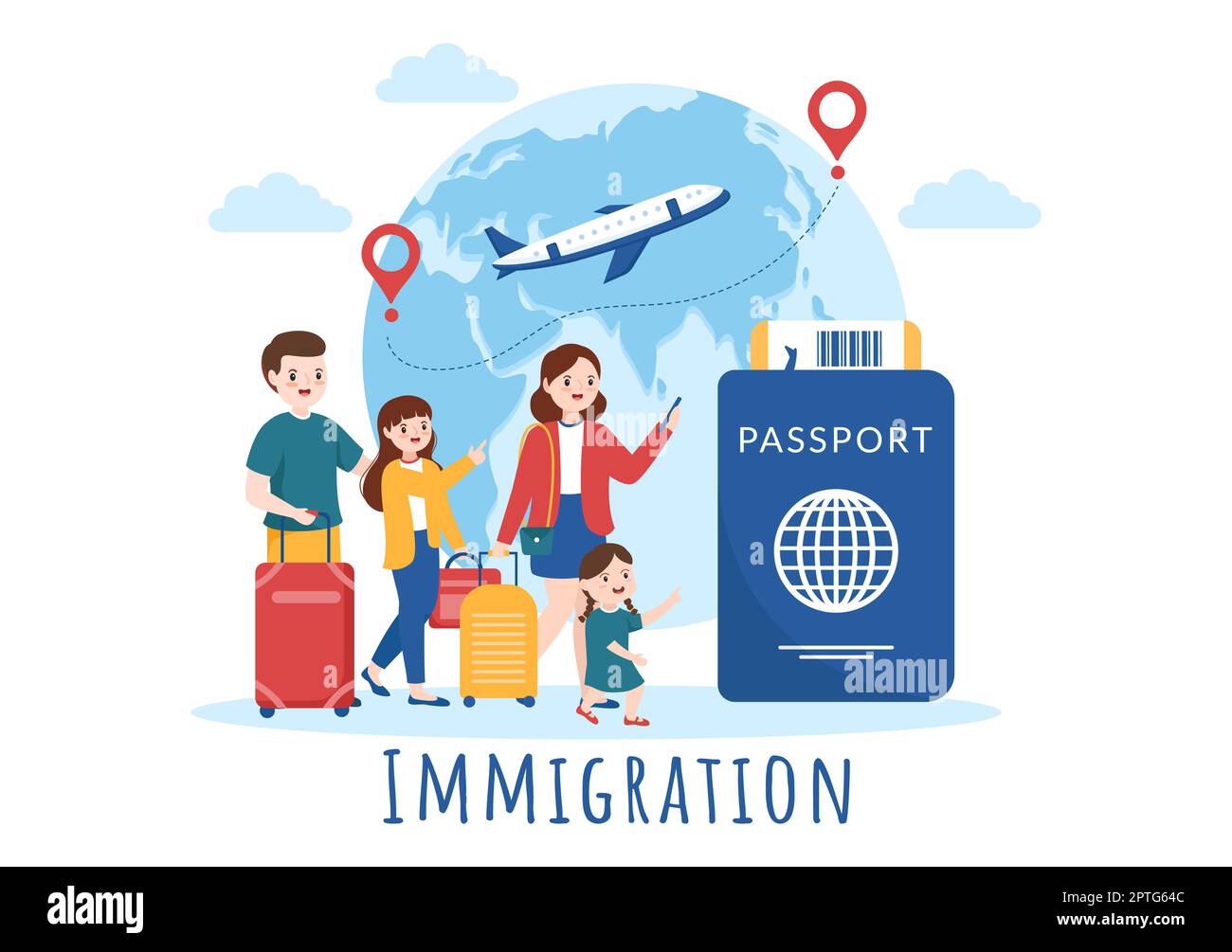 Immigration Template Hand Drawn Cartoon Flat Illustration of Document ...