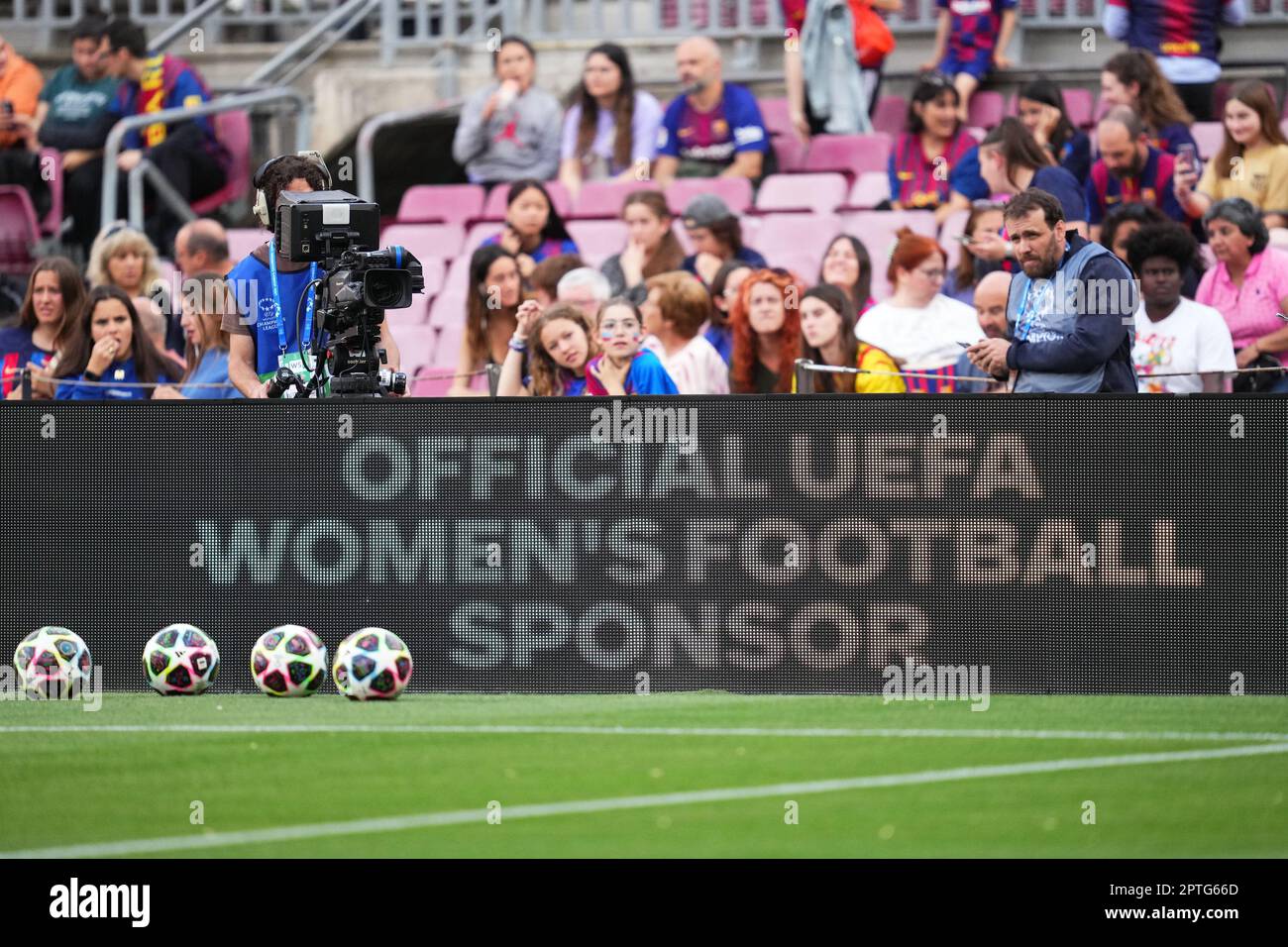 Official UEFA Women’s Football Sposor display and balls during the UEFA ...