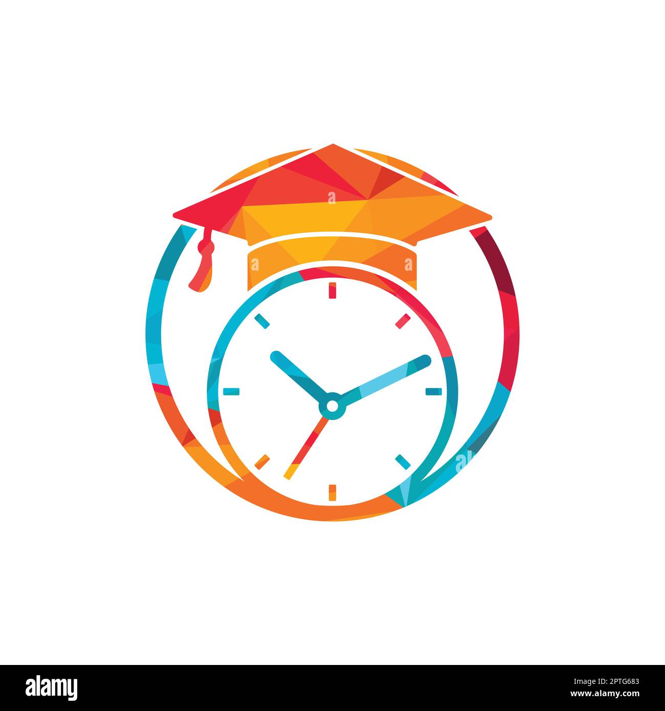 Study time vector logo design. Graduation hat with clock icon design ...