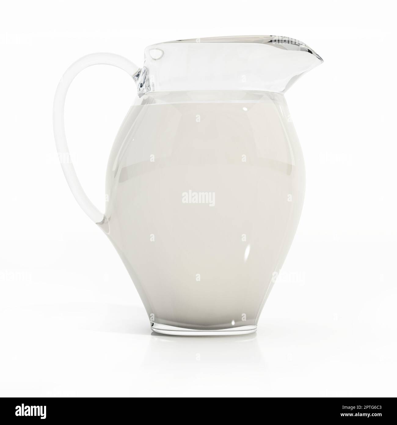 Milk inside glass jug isolated on white background. 3D illustration ...