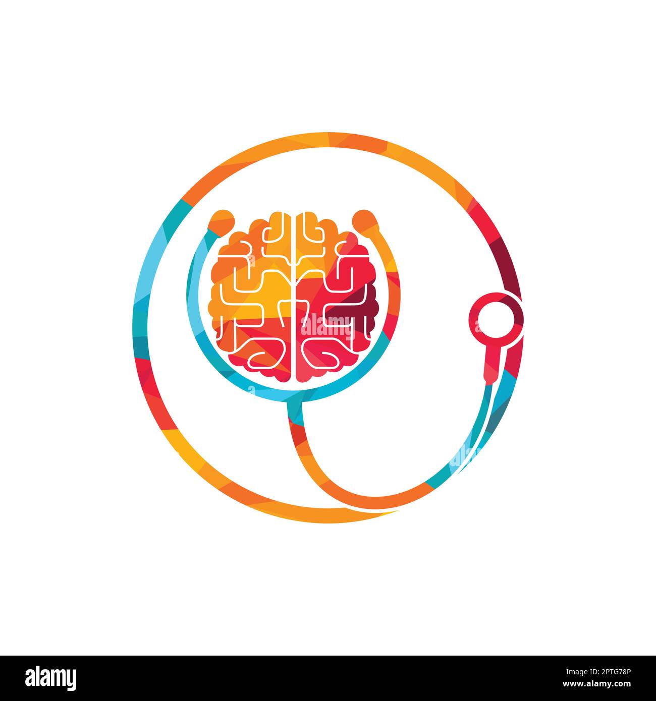 Brain care vector logo template. Stethoscope and human brain icon logo ...