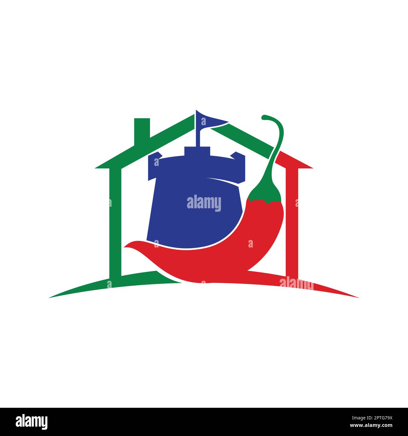 Strong chili vector logo design concept. Chili with fort icon logo ...
