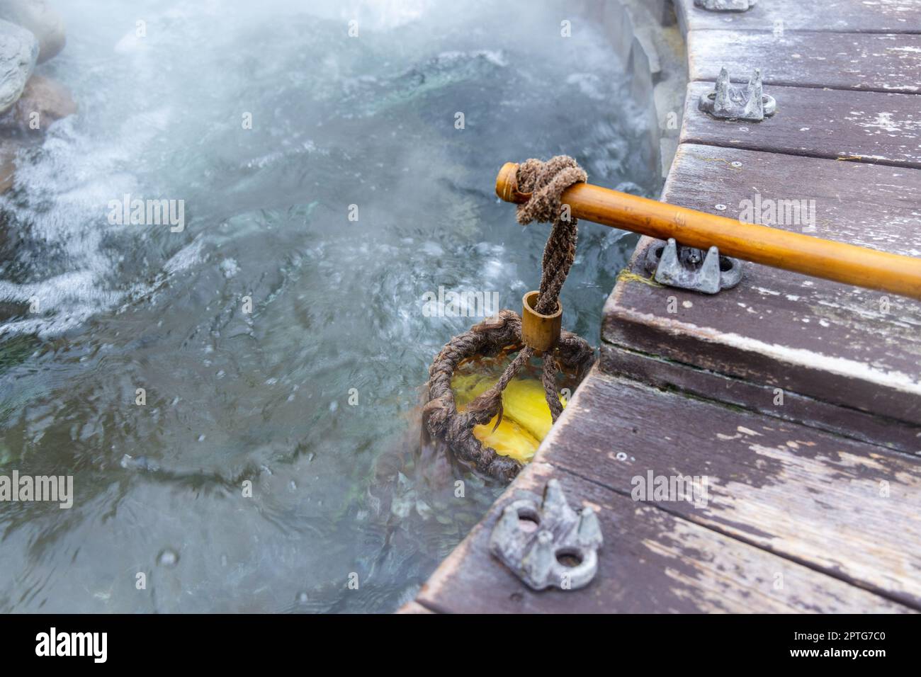 Cook corn and egg inside basket in hot spring at Jioujhihze of ...
