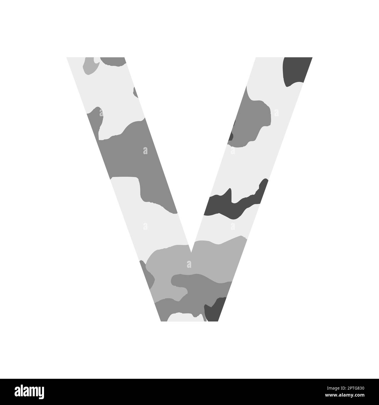 English alphabet letter V, khaki style isolated on white background ...