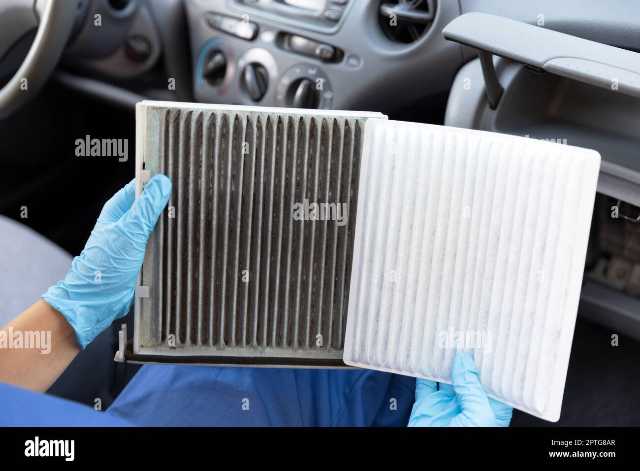 Clean and dirty cabin pollen air filter for a car Stock Photo - Alamy