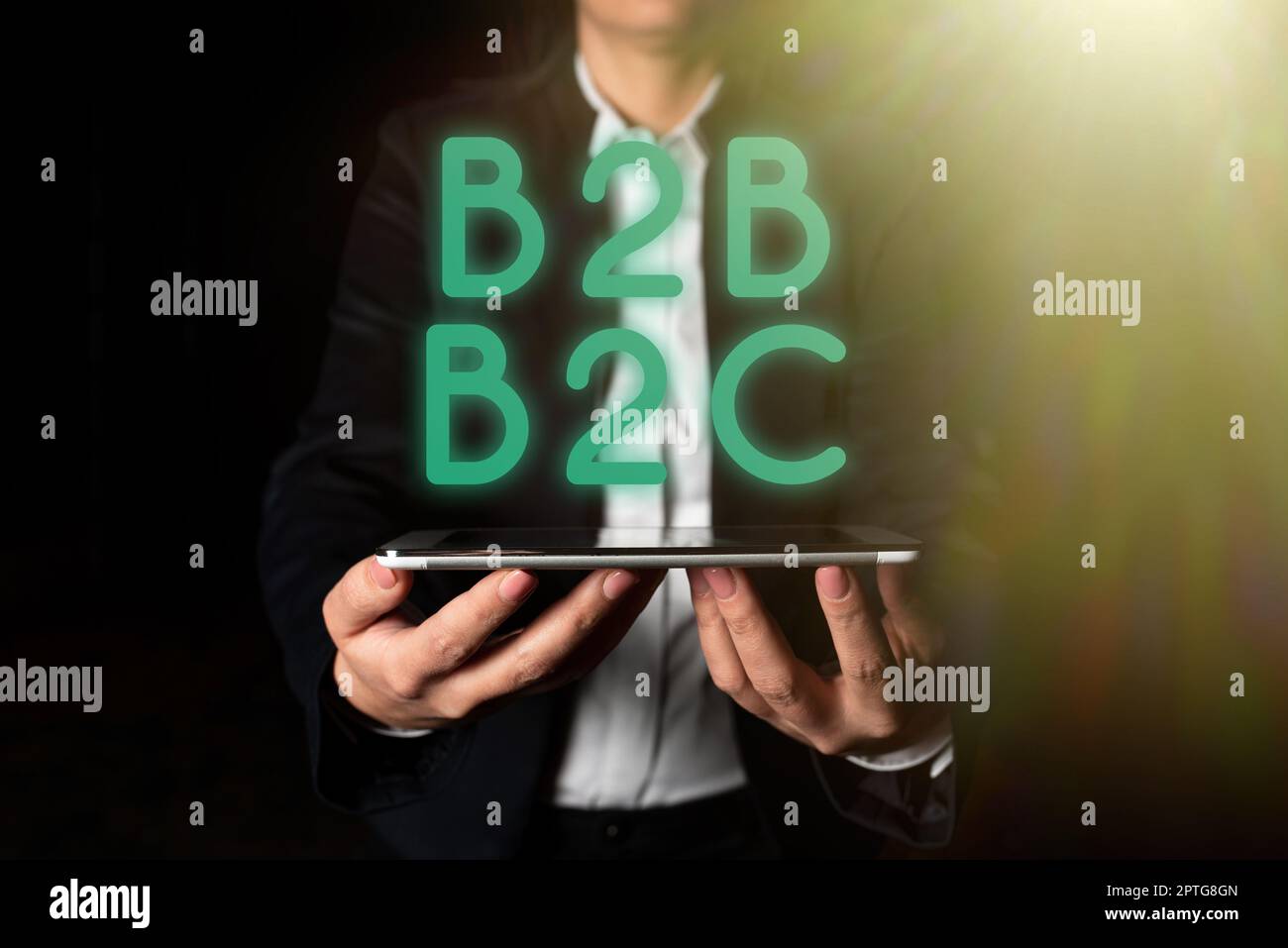 Conceptual caption B2B B2C, Business concept two types for sending ...