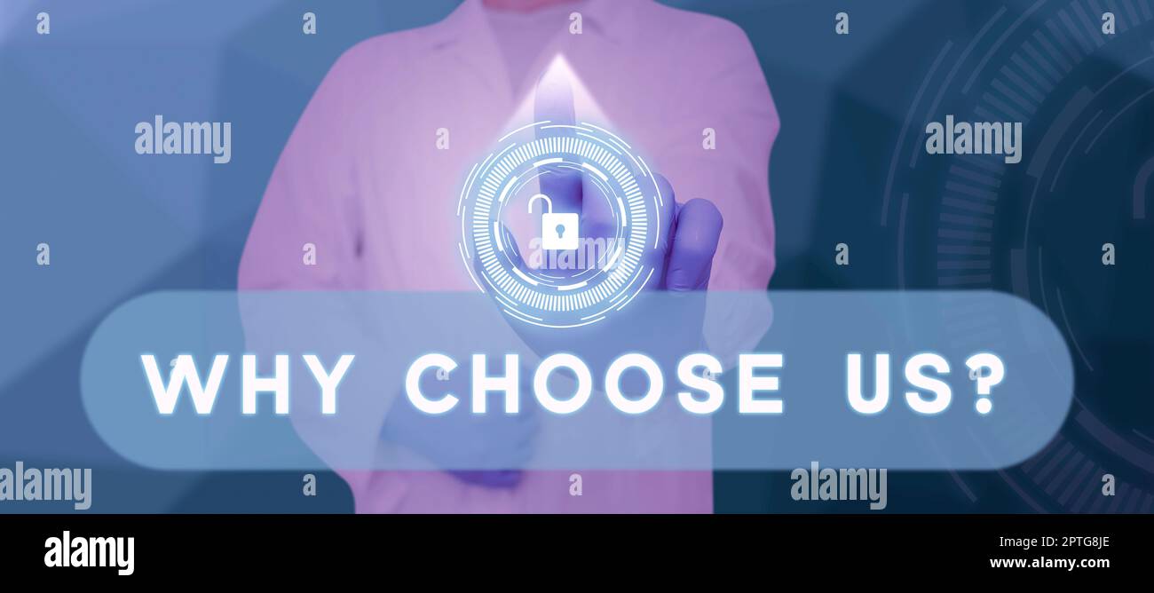 Text showing inspiration Why Choose Us Question, Business idea Reasons ...