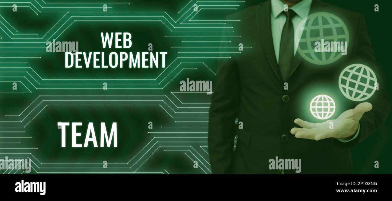 Conceptual caption Web Development Team, Internet Concept in control of ...