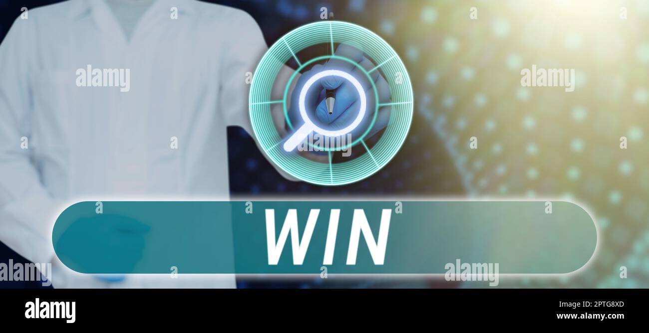 Conceptual display Win, Business overview achieving victory in a fight ...