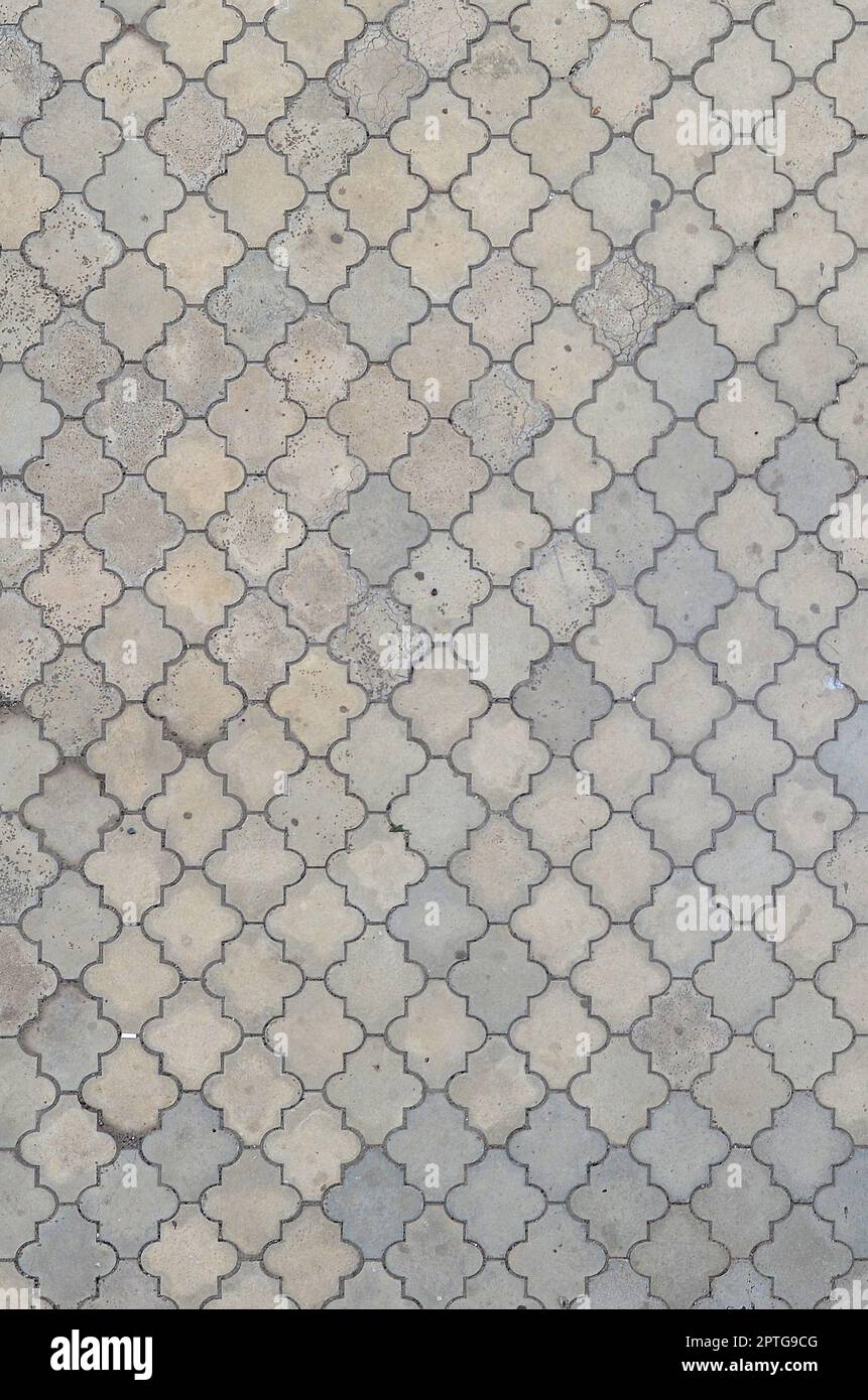The Texture Of A Rhythmic Mosaic Made Of Concrete Tiles Background Image Of A Large Area Of Old