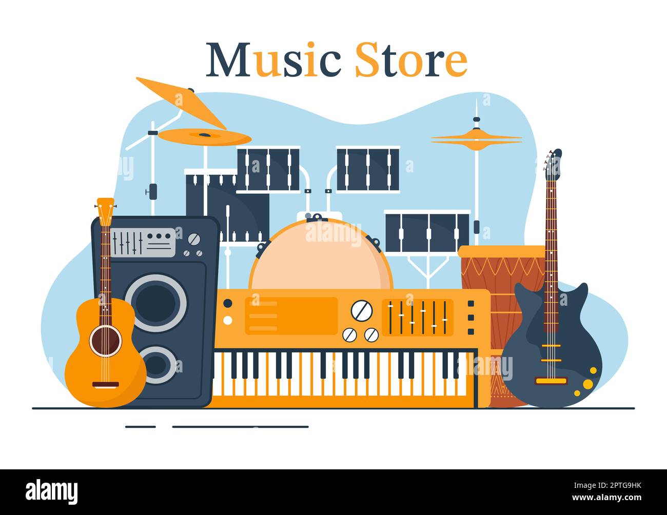 Music Store with Various Musical Instruments, CD, Cassette Tapes and ...