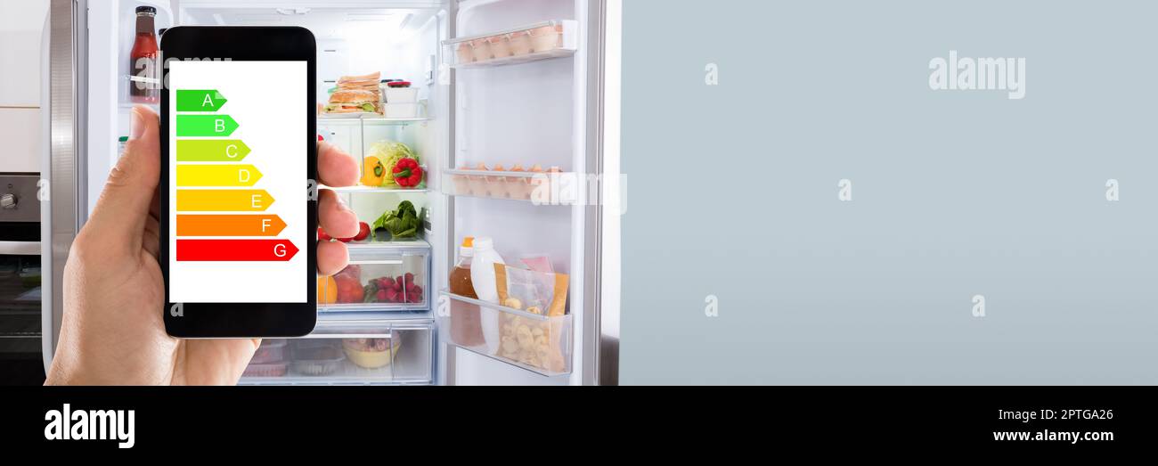 Smart Appliance Energy Label. Control With Smartphone Stock Photo - Alamy