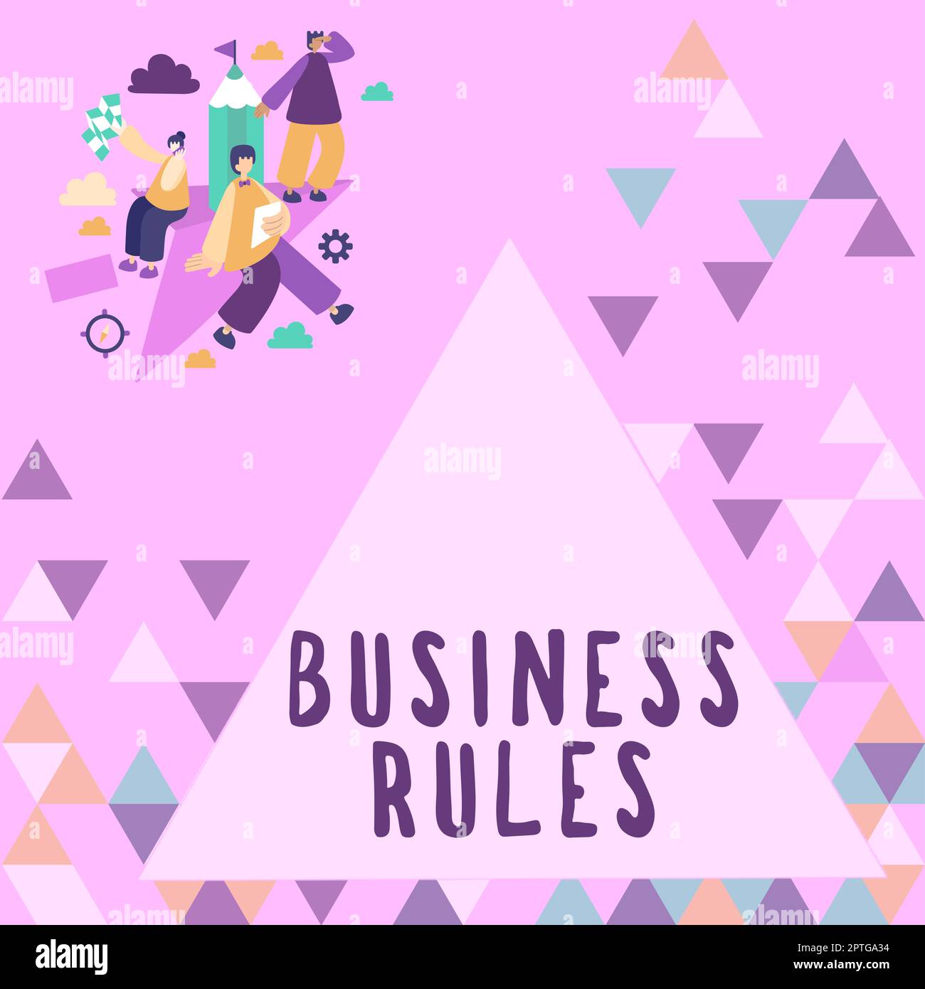Sign displaying Business Rules, Word Written on the principles which ...