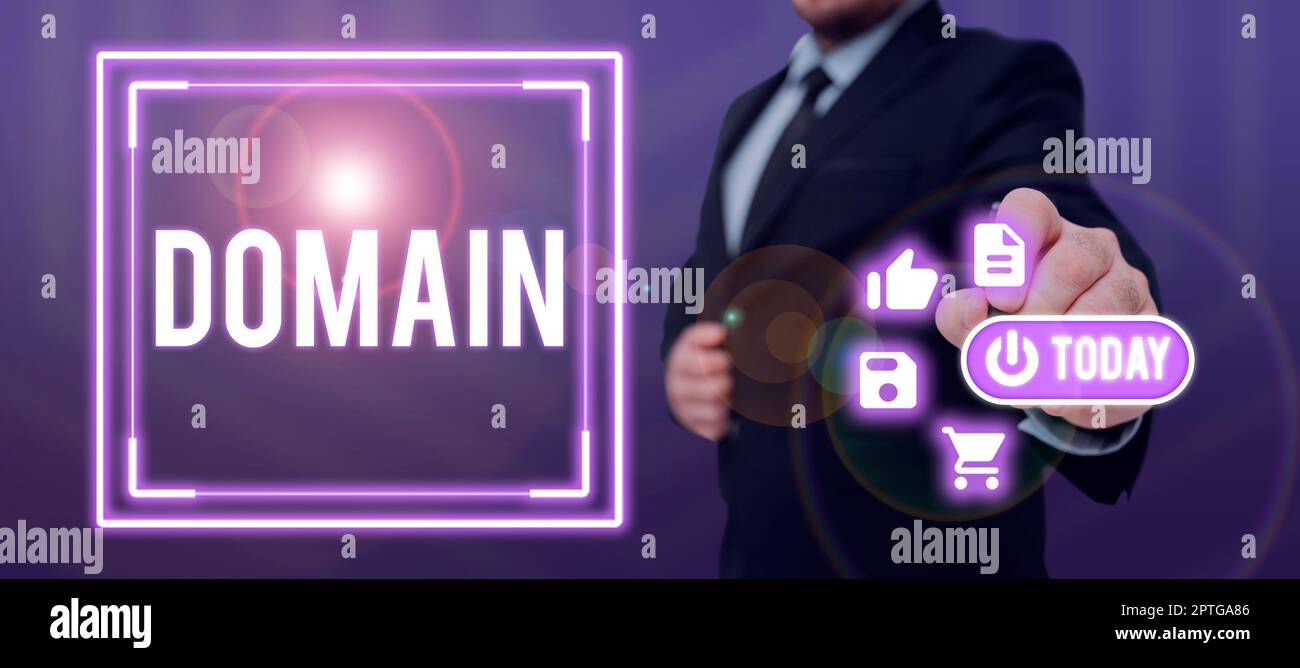 Text caption presenting Domain, Word Written on identification string ...