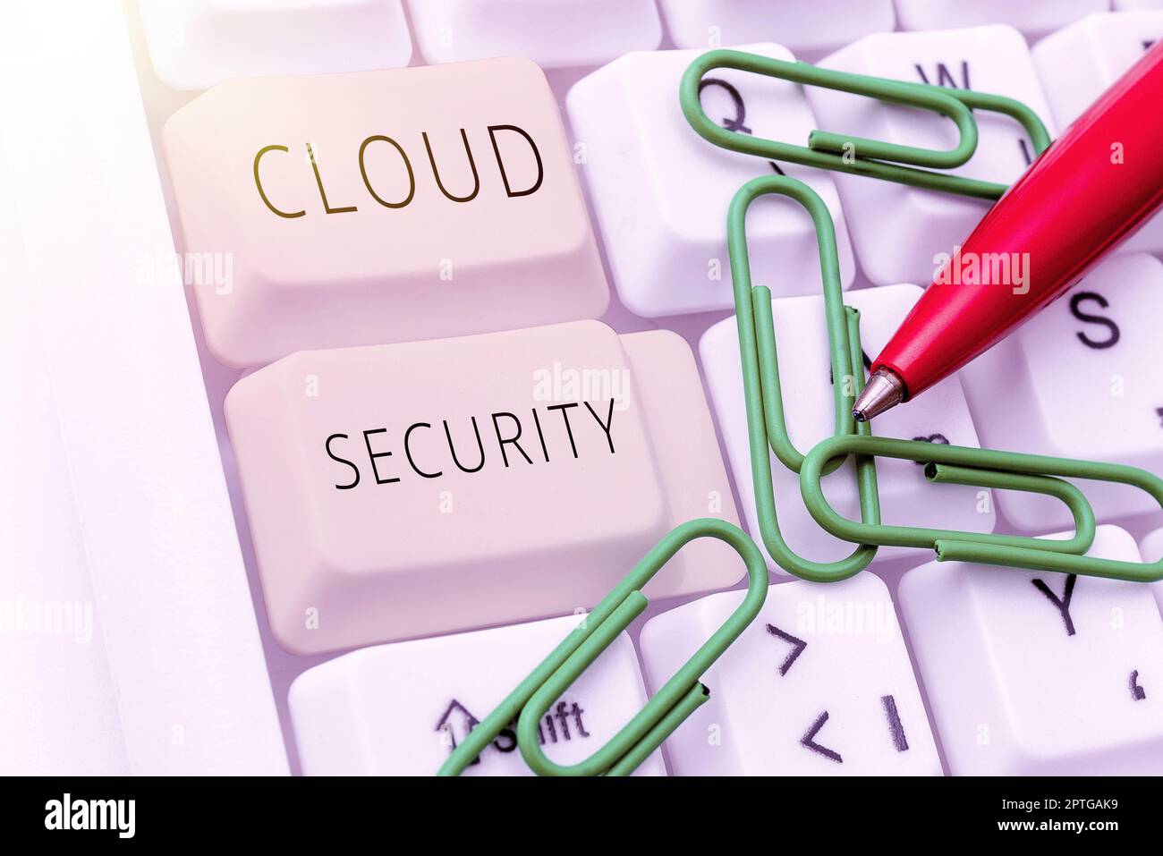 Sign Displaying Cloud Security Internet Concept Imposing A Secured System Of Existing Data In