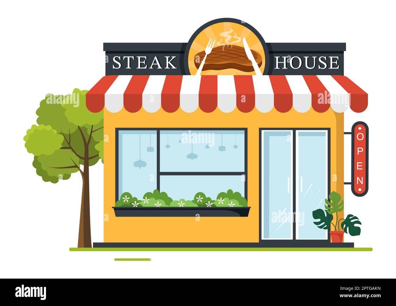 Steakhouse of Grilled Meat with Juicy Delicious Steak, Salad and ...