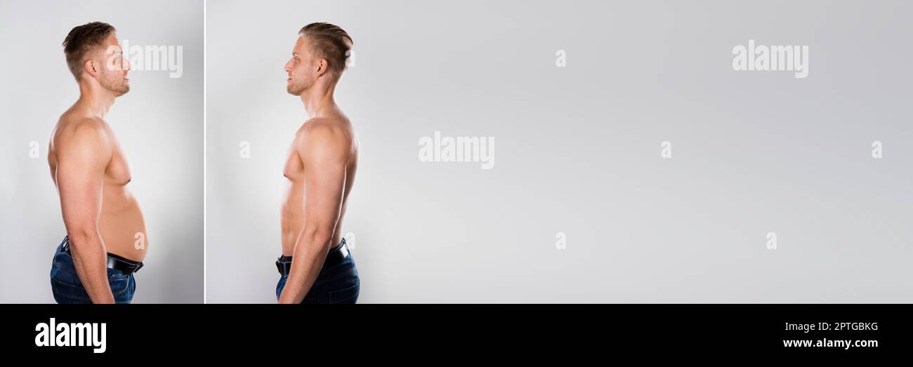Abs male before and after hi-res stock photography and images - Alamy