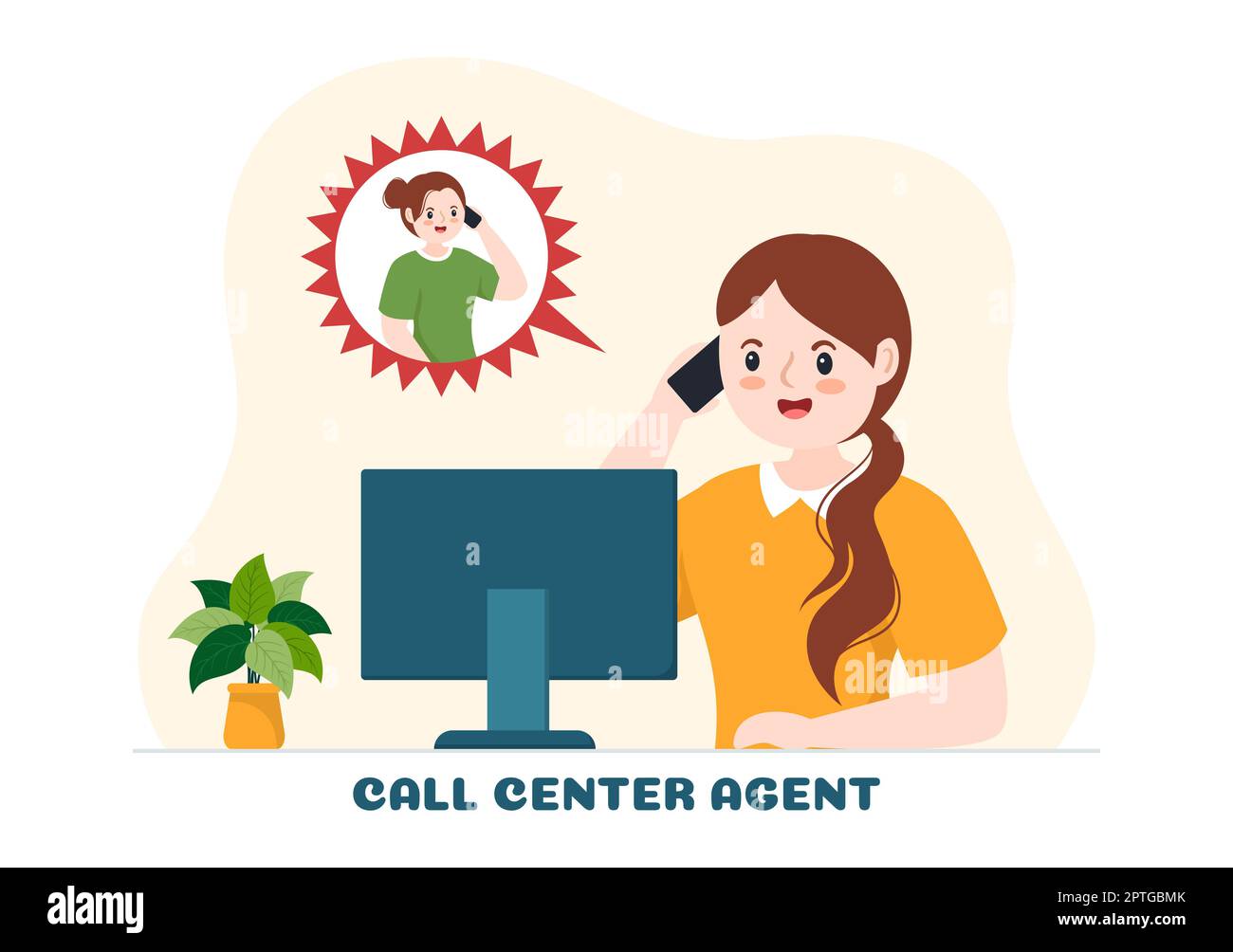 Call Center Agent of Customer Service or Hotline Operator with Headsets ...
