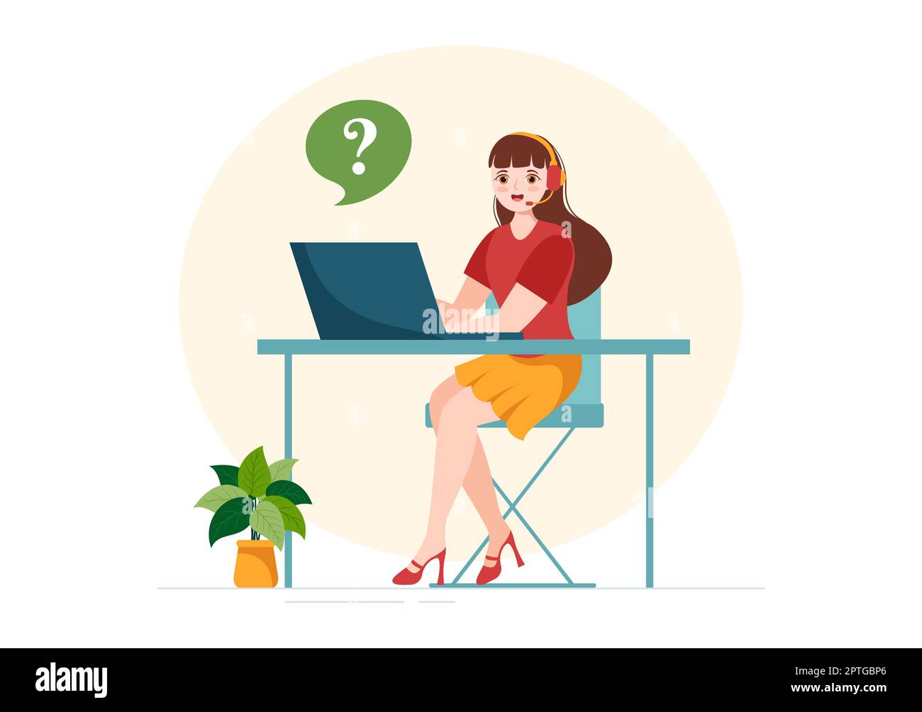 Call Center Agent of Customer Service or Hotline Operator with Headsets ...