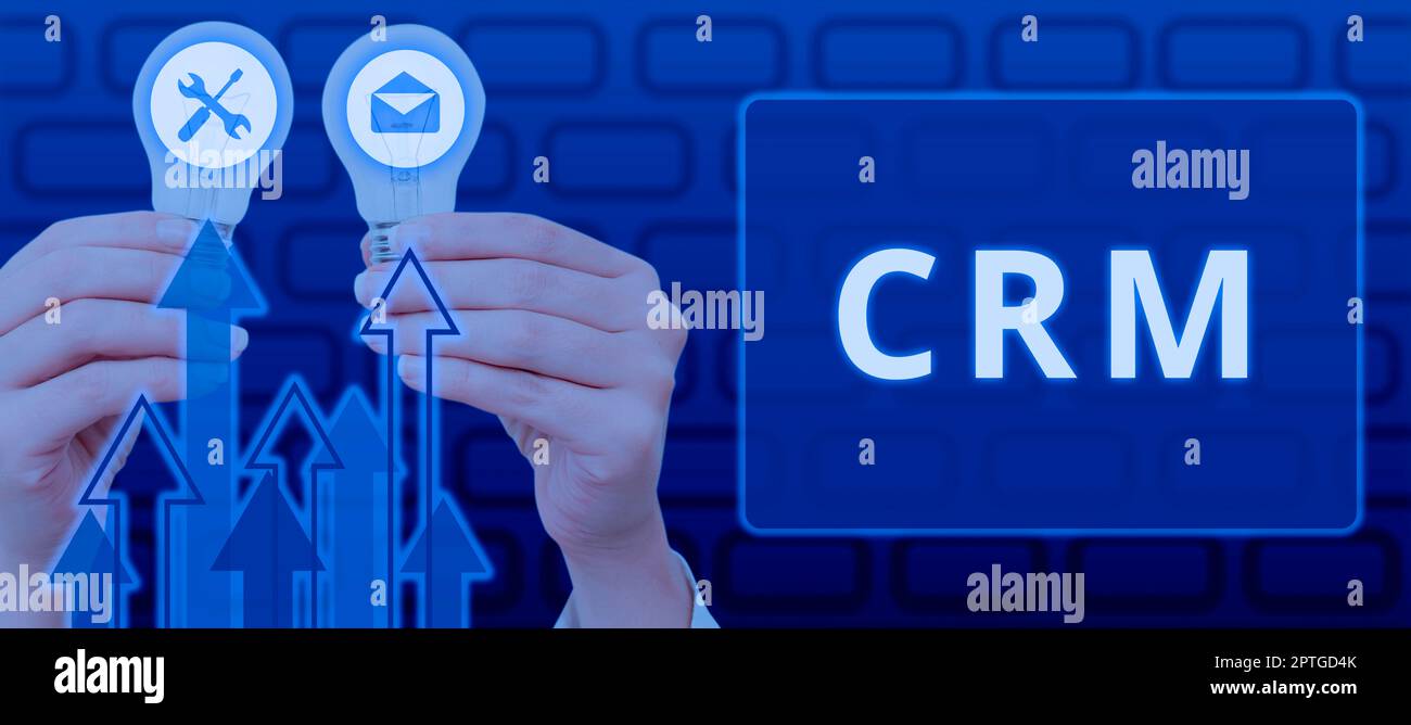 Hand writing sign Crm, Business concept manages all your company ...