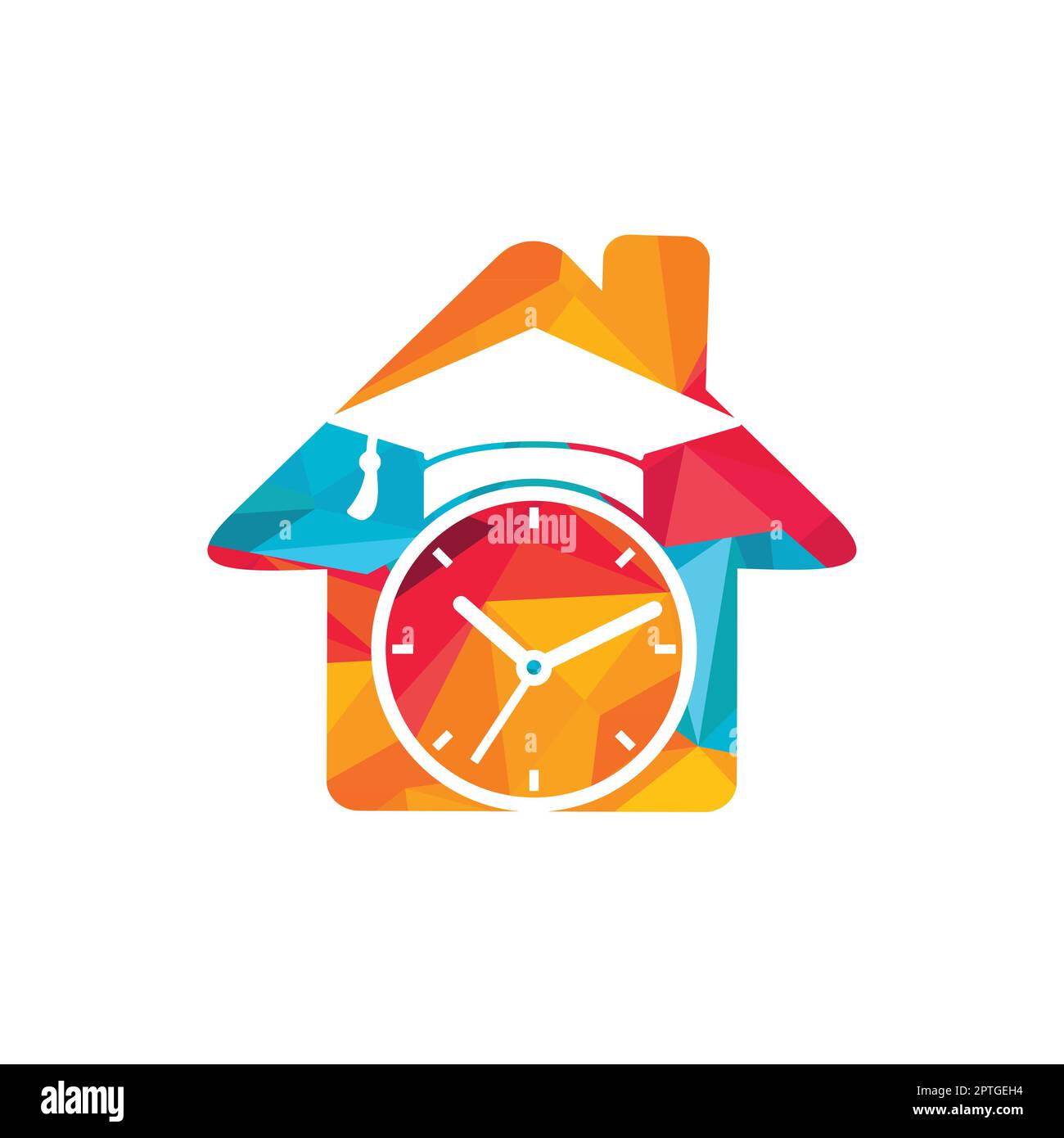 Study time vector logo design. Graduation hat with clock icon design ...