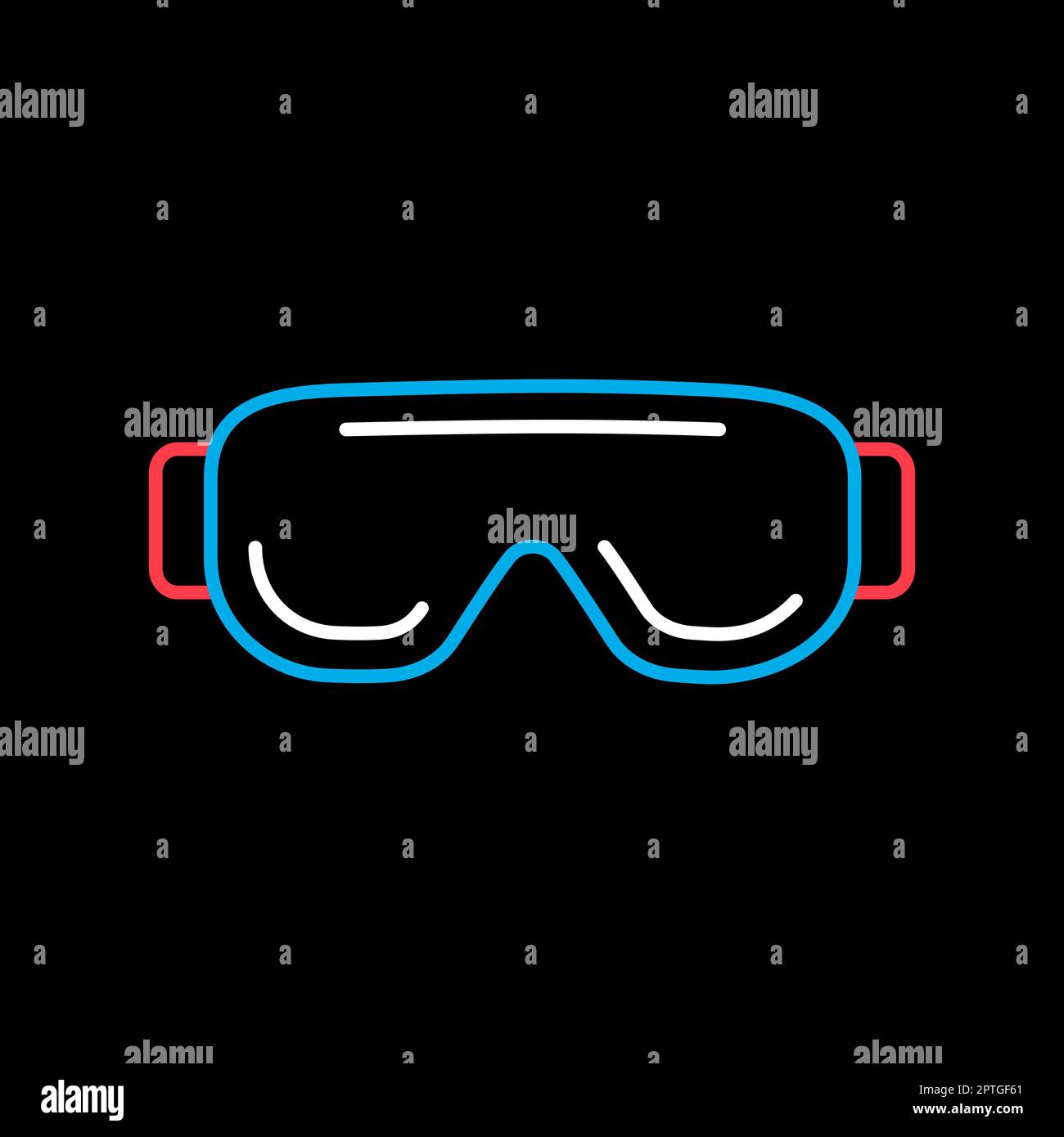 Biology goggles Eye protection vector flat icon on black background ...