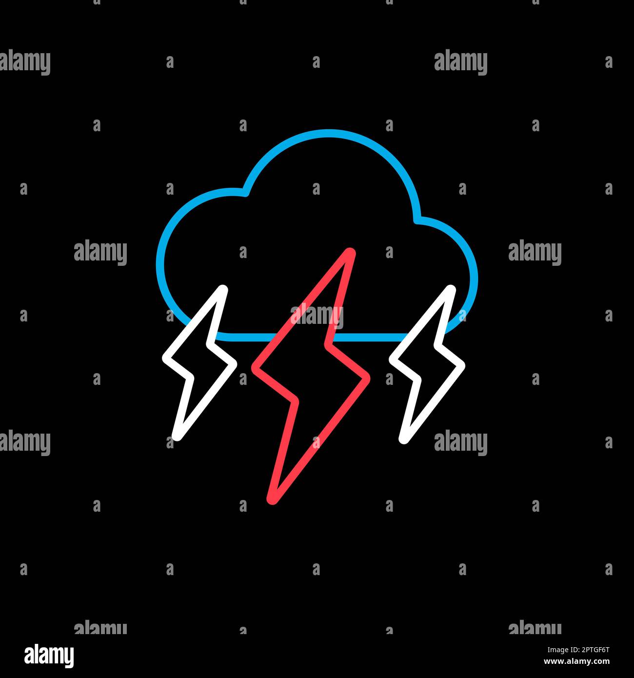 Storm cloud isolated vector icon on black background. Rainstorm symbol ...