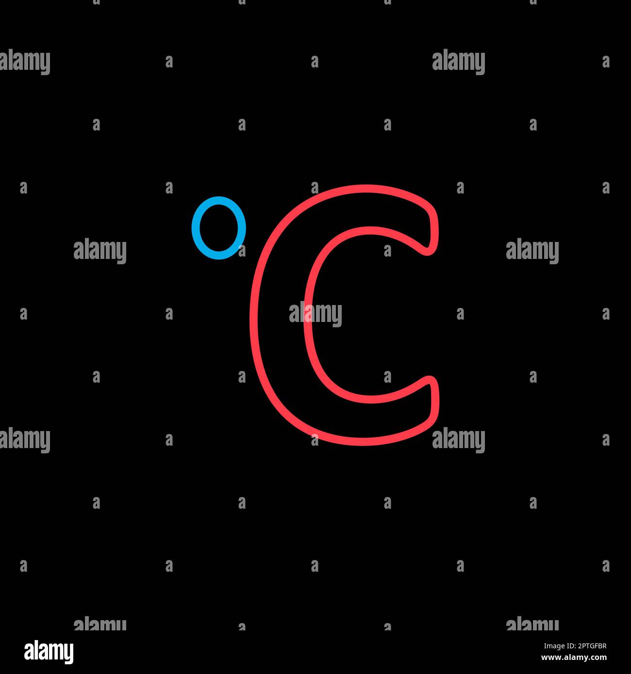 Celsius degrees isolated vector icon on black background. Meteorology ...