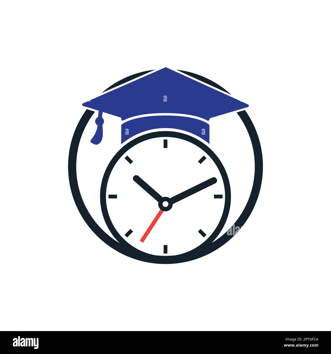 Study time vector logo design. Graduation hat with clock icon design ...